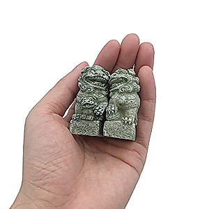 Smoothedo-Pets Fish Tank Decorations Aquarium Decoration Mini/Pair Size Ornaments Accessories Fish Hides Asian Garden FengShui Beast Dog (Mini Lion Statue/Pair)