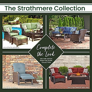 Hanover Strathmere 4-Piece Outdoor Patio Deep Seating Lounge Set with Sofa, 2 Swivel Chairs with Thick Foam Cushions, Four Accent Pillows and a Glass-Top Coffee Table