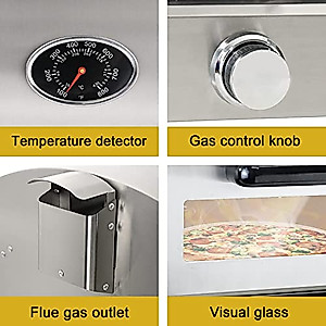 BNDHKR Gas Pizza Oven Stainless Steel Pizza Maker with 12 Inch Round Pizza Stone Portable Pizza Baker for Party and Outdoor Cooking,16.73 x 18.7 x 15.75 inches