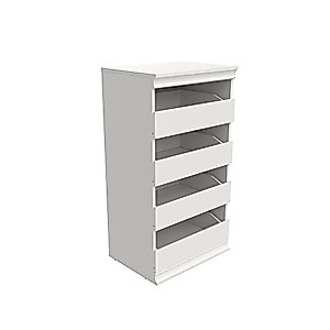 ClosetMaid Modular Storage Unit with 4 Drawers, Wood Closet Organizer, Stacking, Full Backer, Storage, Decorative Trim, White