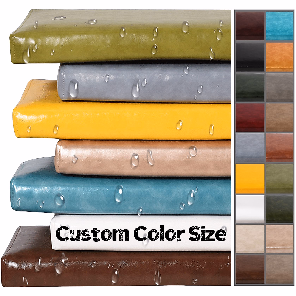 JBlWSGT Custom Bench Cushion, Chair Pad Personalize, Outdoor Indoor Leather Cushion, Waterproof Cushion for Garden Patio Furniture Seat Cushion, White