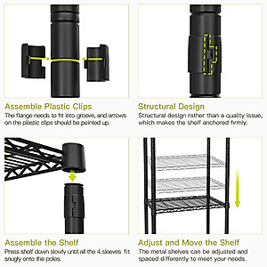 Ulif H1 Portable Closets, 4-Tier Freestanding Metal Garment Rack and Clothes Storage Wardrobe, Suitable for Bedroom, Apartment, Cloakroom, 25.6" W x 15.7" D x 72.8" H, Black