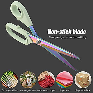 Premium Fabric Scissors Heavy Duty Multi-Purpose Titanium Coated Stainless Steel Leather Sewing Tailor's Scissors with Comfortable Handles, Craft Clothing Scissors (9.8 in.)