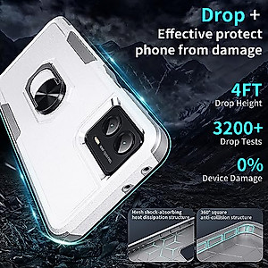 LUTTY Designed for Motorola Moto G 5G 2023 Case, Moto G Power 5G 2023 Case,with 360° Rotate Ring Stand and 2 Screen Protector, Non-Slip Matte Back Military Grade Dual Layer Protective Case, White