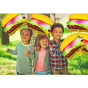4PCS Hamburger Balloons Foil Aluminum Balloon Birthday Party Decorations for Baby Shower Kids Snacks Themed Party Supplies for Girl Boy