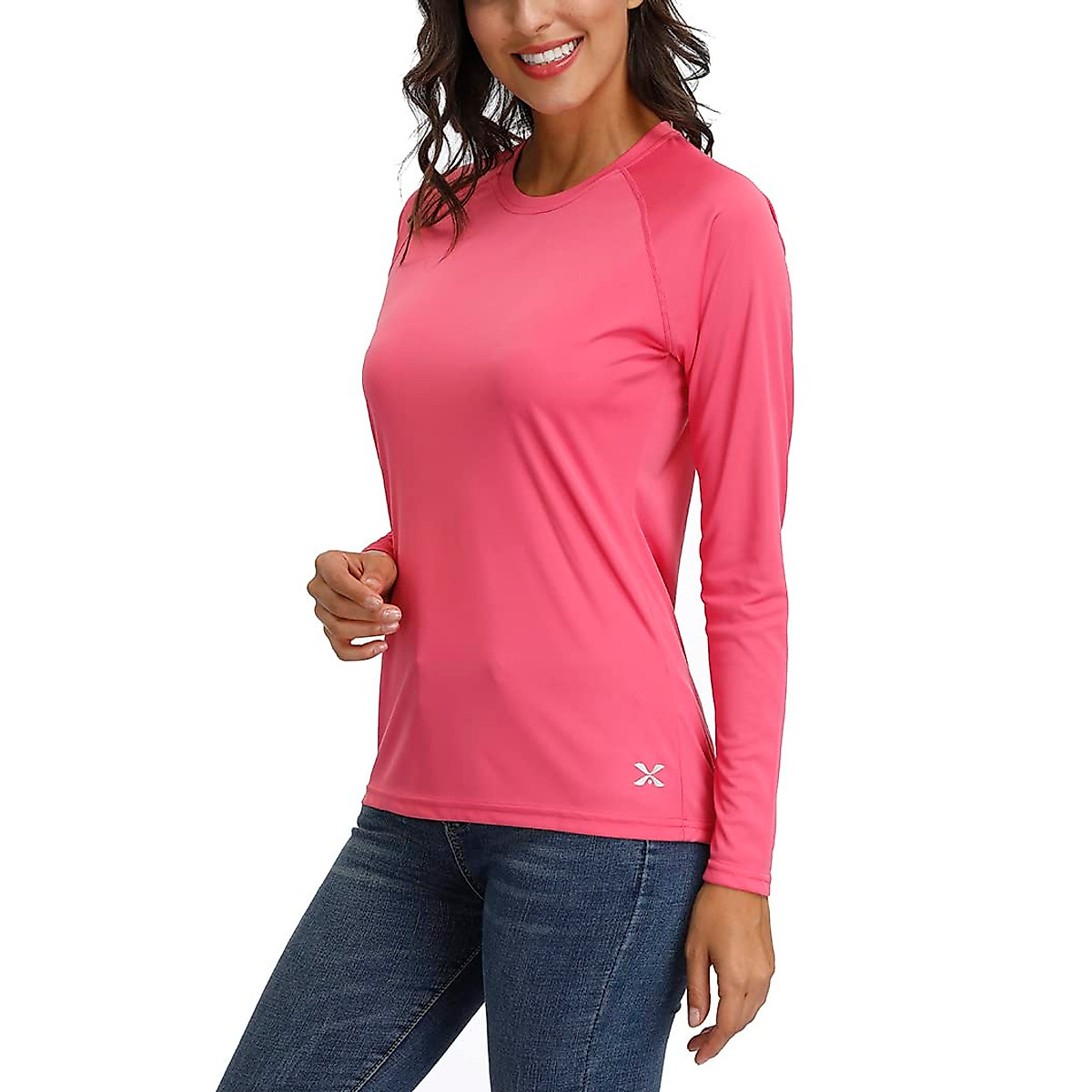 Women's UPF 50+ UV/Sun Protection Long Sleeve T-Shirt(2XL,Pink)
