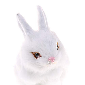 GUDVES Mini Realistic Cute Plush Rabbits Fur Lifelike Animal Easter Bunny Simulation Toy Model Gift Miniatures Decorations (Rabbit Plush Toys-B)