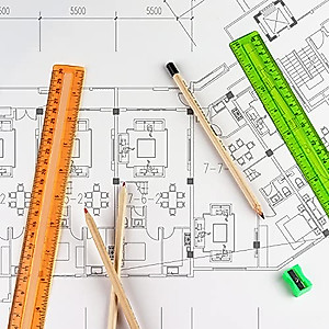 ZZTX 6 Pack Color Transparent Ruler Plastic Rulers, Metric Bulk Rulers with Inches and Centimeters, Kids Ruler for School, Home, Office, 12 Inches