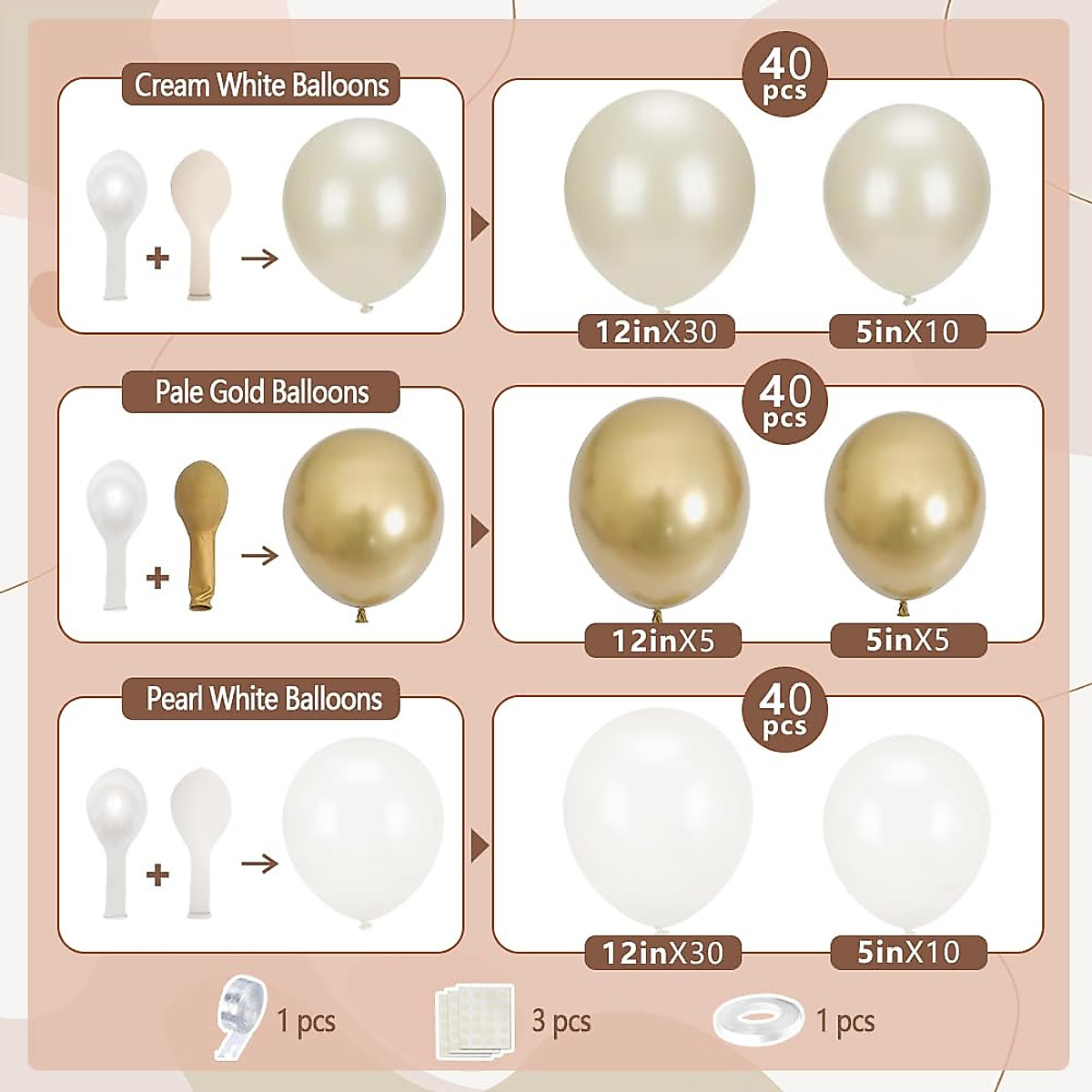 Beige Balloon Arch Garland Kit, 153 Pcs Double Stuffed White Balloon Garland for Birthday Decorations Women Men,White Balloon Arch for Weddings Birthday Baby Shower Graduation Anniversary