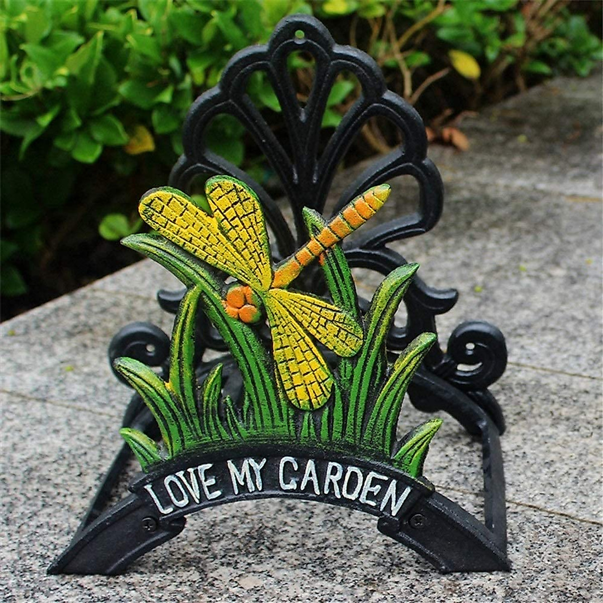 Water Pipe Holds Rack Heavy Duty Cast Iron Metal Dragonfly Wall Mounted Hose Butler Rustic Wall Hose Hanger Reel,love My Garden Garden Hose Storage Device Decoration Cast Iron Doorbell Decoration