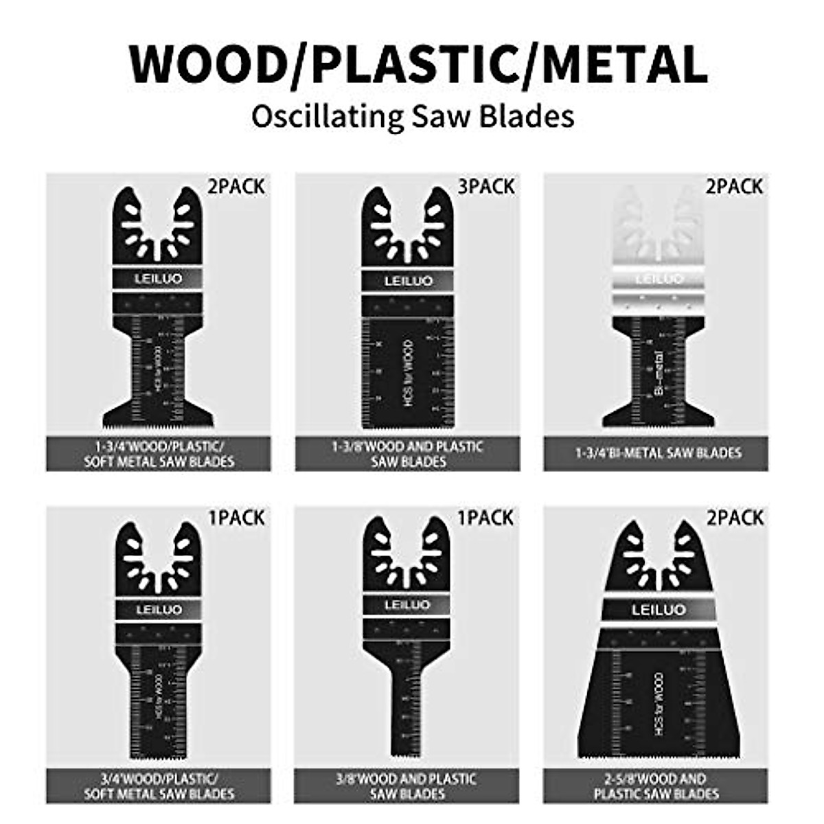 81 Pack Oscillating Saw Blades LEILUO Oscillating Tool Blades to Cut Metal Wood Plastic Multitool Blades Fit Dewalt Milwaukee Makita Worx Rockwell Wen Ryobi Porter Genesis Black