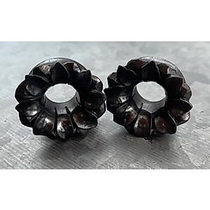 Lobal Domination PAIR of Lotus Flower Organic Areng Wood Tunnels Ear Plugs - Gauge Body Jewelry (1" (25mm))