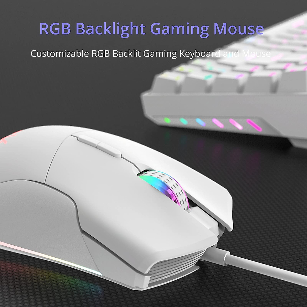 RK ROYAL KLUDGE RK71 Wireless/Wired Mechanical Keyboard and 7200 DPI Gaming Mouse, 71 Keys RGB Red Switch Hot Swappable Compact Gaming Keyboard for Win/Mac