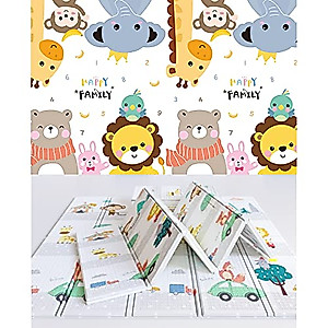 NuoPeng Foldable Baby Play Mat Crawling Mat Kids Folding Mat Large XPE Foam Portable Lightweight Waterproof Double Side Indoor or Outdoor Using Non Toxic for Babies, Infants, Toddlers