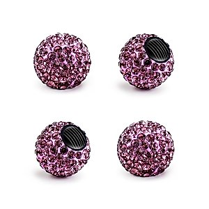 Kewucn 4 PCS Car Tire Valve Stem Caps, Handmade Dustproof Crystal Rhinestone Auto Stem Air Cap Cover, Attractive Vehicle Exterior Accessories, Universal for Car Truck Motorcycle Bike (Light Purple)