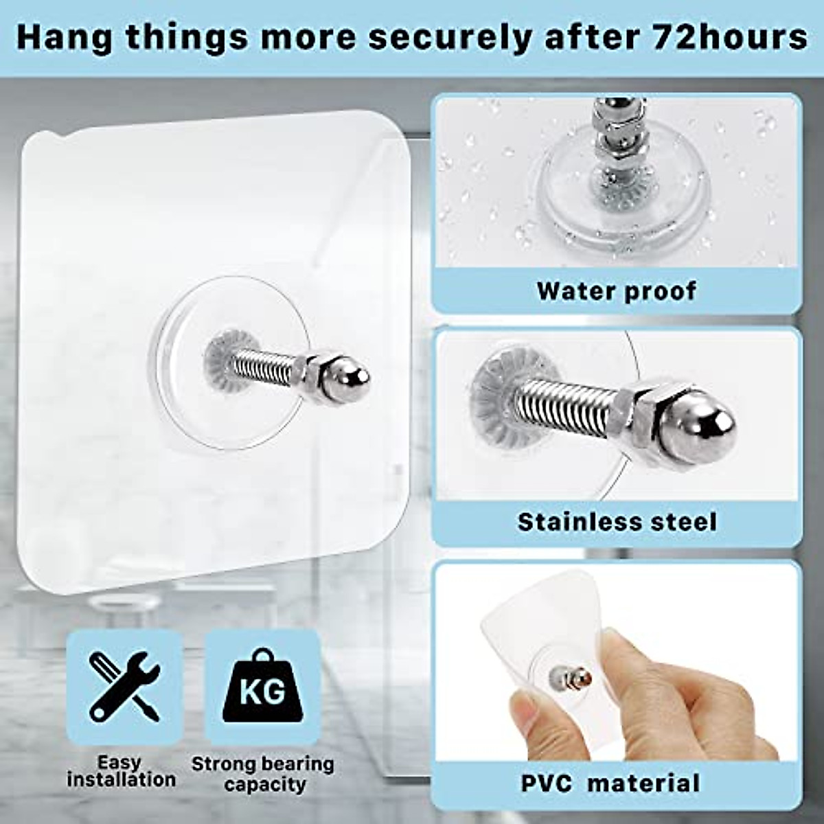 20Pcs Adhesive Wall Mount Screw Hooks,Wall Hangers Without Nails,Wall Hooks for Hanging,Adhesive Hooks Heavy Duty,Seamless Screws for Wall Mount Shelf Kitchen Bathroom Home Office,14 mm/13 lbs(Max)