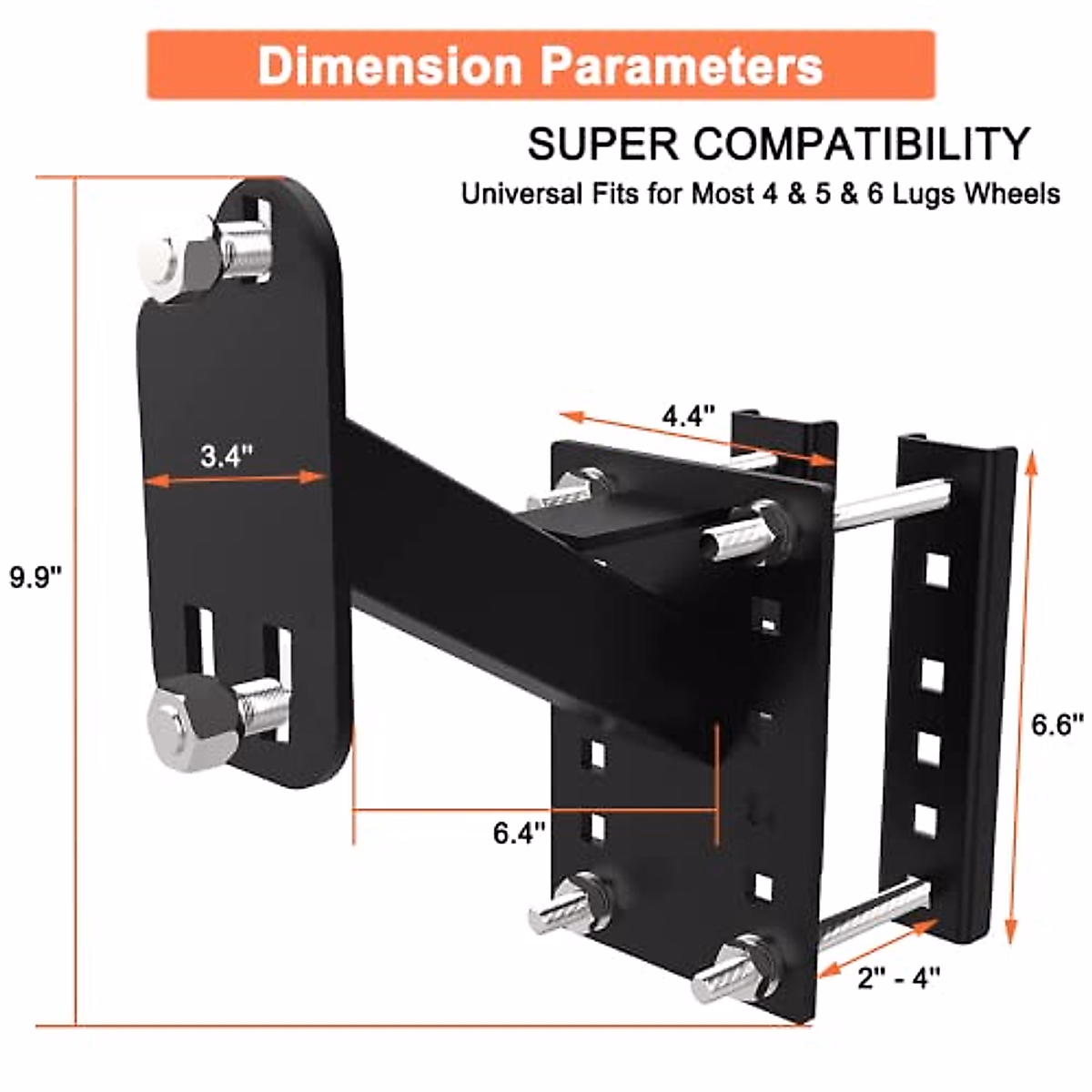 CAT SO RICH Spare Tire Carrier, Spare Tire Mount Bracket for Trailer Boat or Rv, Holds up to 120Lbs, Fits 4 & 5 & 6 Lugs Wheels on 4", 4.5'', 4.75'', 5",5.5",6" or 6.5" Bolt Patterns, Easy to Install