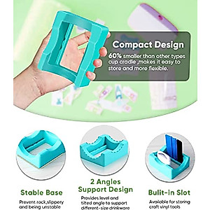 Silicone Cup Cradle with Built-in Slot for Crafting Tumblers Use to Apply Vinyl Decals for Tumblers, Tumbler Supplies with Felt Edge Squeegee for Decals on Cups and Bottles