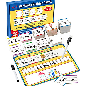 Aizweb Sentence Building,Sight Word Games for Kindergarten 1st 2nd Grade Classroom Must Haves,Montessori Phonics Reading Learning Games,Speech Therapy Special Education Manipulative Toy for Teacher