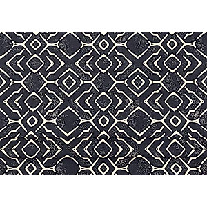 Faux Roman Valance Custom Made in Navy & Natural Trellis Print 100% Cotton Canvas Fabric. Fully Lined. Cordless. Ready to Hang