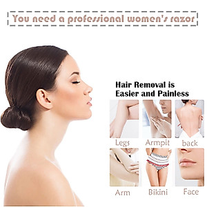 Electric Razors for Women, Painless 2-in-1 Shaver for Women Hair Remover for Face,Bikini Trimmer,Easy to Carry Cordless, Rechargeable Wet and Dry Women Razor，Head Can be Replaced(Rose Gold)