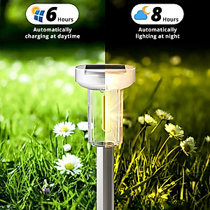 PEATOP Solar Outdoor Lights 10 Pack, Solar Powered Landscape Path Lights LED Solar Garden Lights IP67 Waterproof Lights Auto On/Off Lawn Lights for Walkway Yard Backyard Patio Driveway Decorative