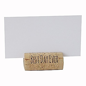 EMazing Goods Wine Cork Place Card Holders Custom Cork Card Holders Best Day Ever Set of 25 Includes Place Cards Escort Card Rustic Wine Cork Table Décor Wine Theme Vineyard Wedding Cork Placecard