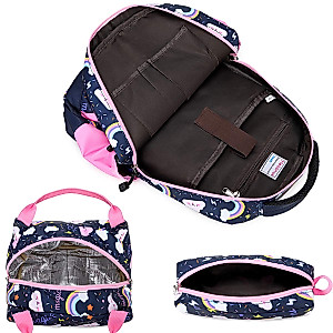 Girls School Backpacks with Lunch Box Unicorn Backpack School bag 3 in 1 Bookbag Set for 8+ Years Old Elementary