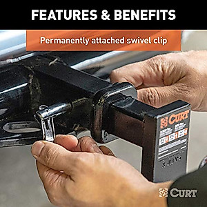 CURT 21561 Swivel Trailer Hitch Pin, 1/2-Inch Diameter with 5/8-Inch Adapter, Fits 1-1/4 or 2-Inch Receiver, Clear ZINC