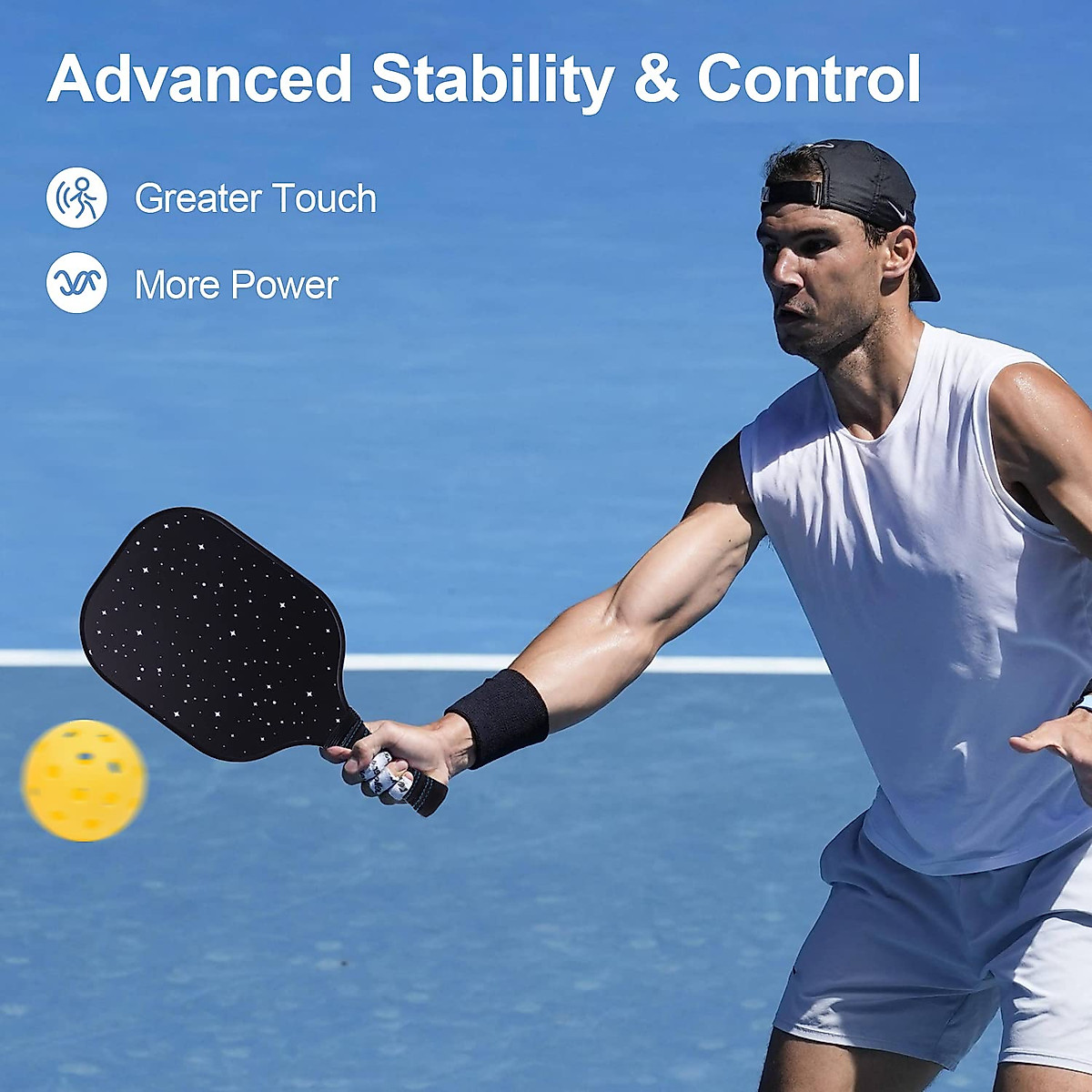 Pickleball Rackets Set of 2 with Fiberglass Face, Honeycomb Core Pickle Ball Paddle Set, Graphite Pickleball Paddles with Storage Bag