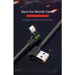 (2 Pack + iPhone Bag) USB 90 Degree Right Angle Design Gaming iPhone LED Nylon Braided Sync Charge New USB Reversible Data 6FT/1.8M Cable Compatible iPhone/iPad Pro/Air,iPad Mini,iPod (6FT Black)