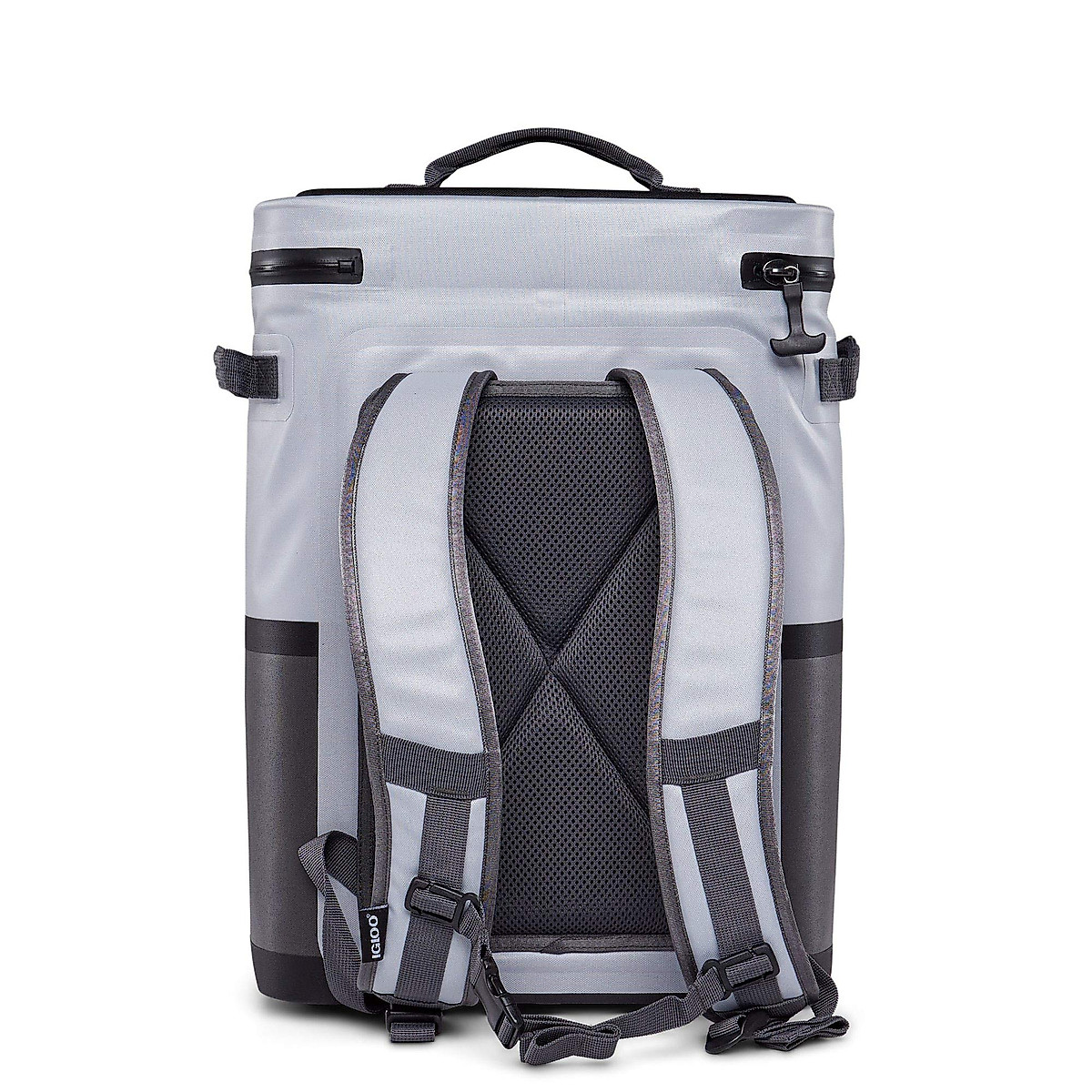 Igloo Reactor Portable 24-Can Soft Sided Insulated Leakproof Waterproof Zipper Backpack Cooler Bag with Padded Shoulder Straps for Hiking, Camping, Fishing, & Picnic, Gray Asphalt