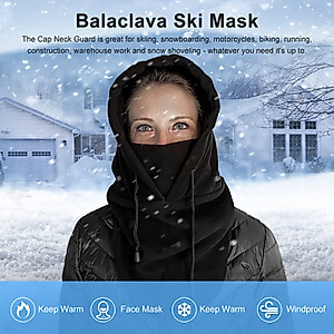 BINE Mens Winter Hat Cold Weather Face Mask Balaclava Hood Outdoor Sports Balaclava Windproof Black