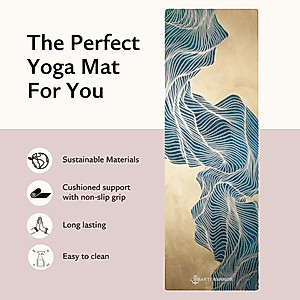 Shakti Warrior Kundalini yoga mat - Premium Printed Natural Eco-friendly Non-Slip Mat Great for Hot Yoga, Pilates, Workouts (72 inch x 24 inch x 3mm thick)