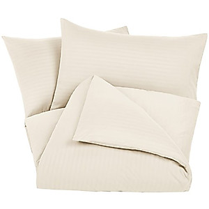 Amazon Basics Deluxe Microfiber 3 Piece Duvet Cover Set with pillow cases, 200x200cm, Beige, Solid