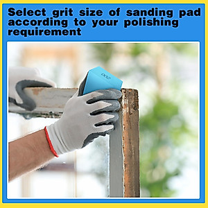 Dimsile 7 Pcs Diamond Hand Polishing Pads 60/100/200/400/800/1500/3000 Grit Diamond Sanding Pads Wet and Dry Sanding Block with Sponge Backing for Glass Tile Stone Concrete Granite Marble Ceramics