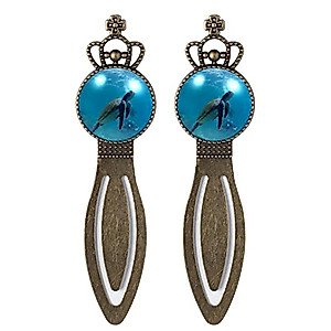 2 Packs Classical Metal Bookmarks for Women, Vintage Crown Reading Page Markers Bookmarks Turtle Pattern