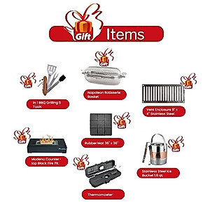 AMS Fireplace, Lion 40 Inch Grill Package w Double Access Drawer and Horizontal Single Door side burner Refrigerator Liquid Propane