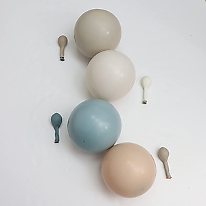 MYDECORBL Double Stuffed Balloon Combination Dusty Blue-Grey Doubled Sand Grey Doubled Sand Cream Peach Doubled White Natural Sand Balloons for Baby Shower Birthday Wedding Party Decoration