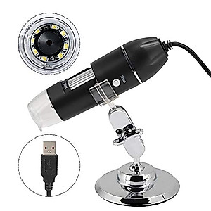 USB Microscope,1600X Digital Electron Microscope USB Video Camera 2MP 1600x1200 with 8 LED,High Speed DSP,Macro Lens,8 LED Magnification Endoscope Camera