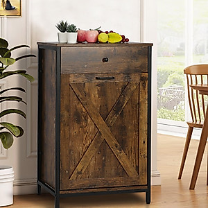 Bed Bath & Beyond 10 Gallon Tilt Out Kitchen Trash Cabinet Trash Can Wooden Tilts Out Hands Laundry Recycling Holder Brown Brown