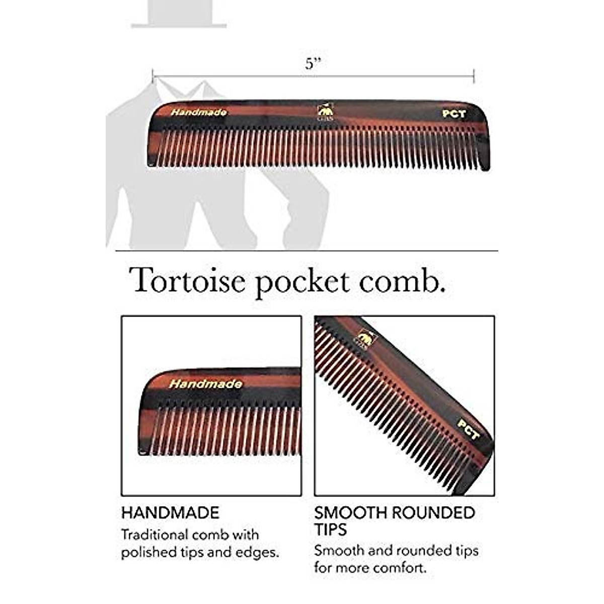 G.B.S Men’s Handmade Comb Set, Pure Synthetic Hair Brush, Dressing Comb, Pocket Comb, Mustache Comb and Military Style Hair Brush