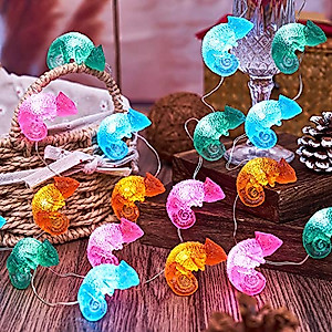 BELNIAK Tropical Theme Chameleon String Lights Outdoor Indoor 20LEDs 8ft Battery Operated Cute Decorative Lights for Bedroom Garden Yard Birthday Xmas Cake Decoration