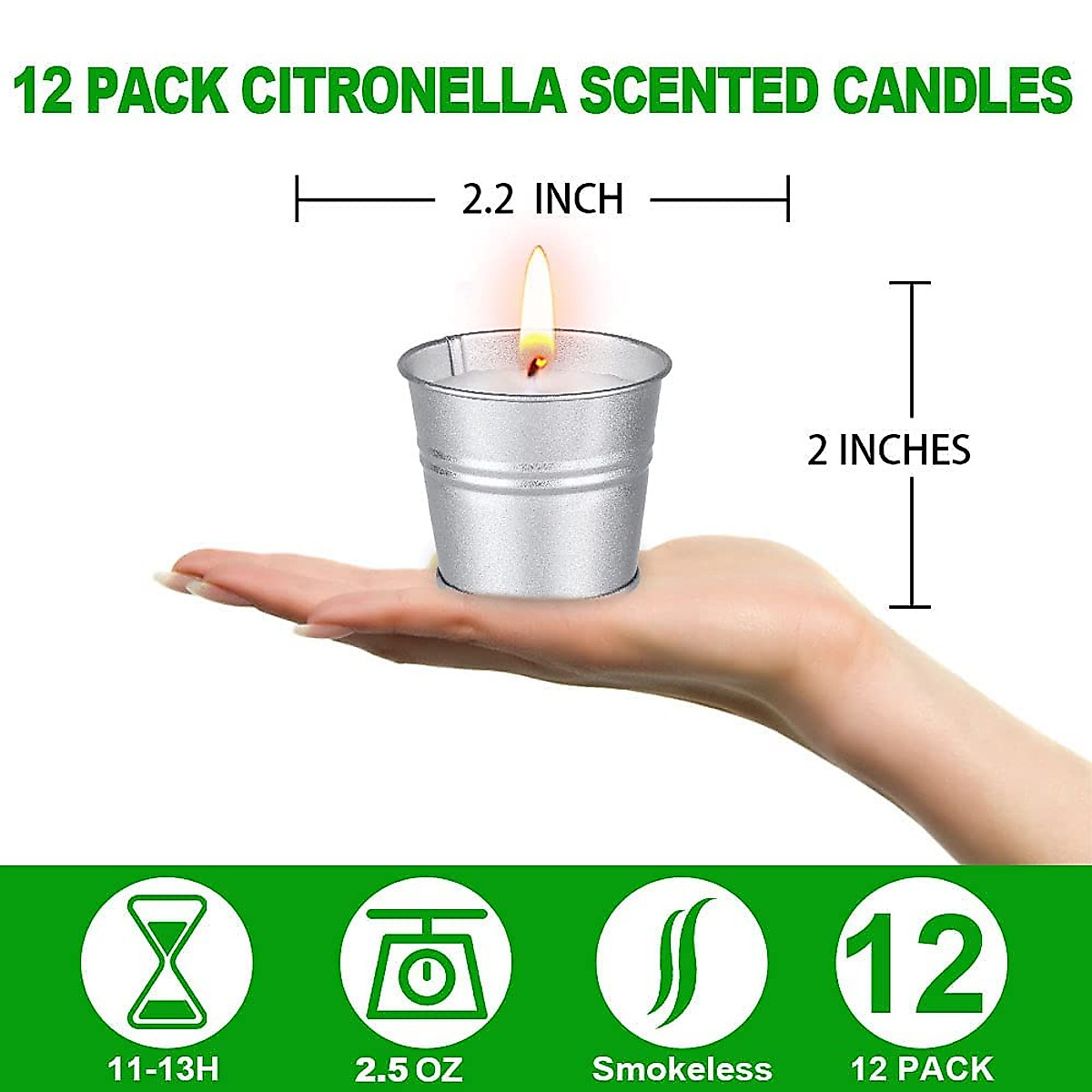 Citronella Candles Outdoor 12 Pack - 160 Hours Burn 100% Natural Soy Wax Candles Set for Home Garden Patio Camping Picnic, Scented Candles Gifts Women Wedding Birthday Christmas Housewarming Gift