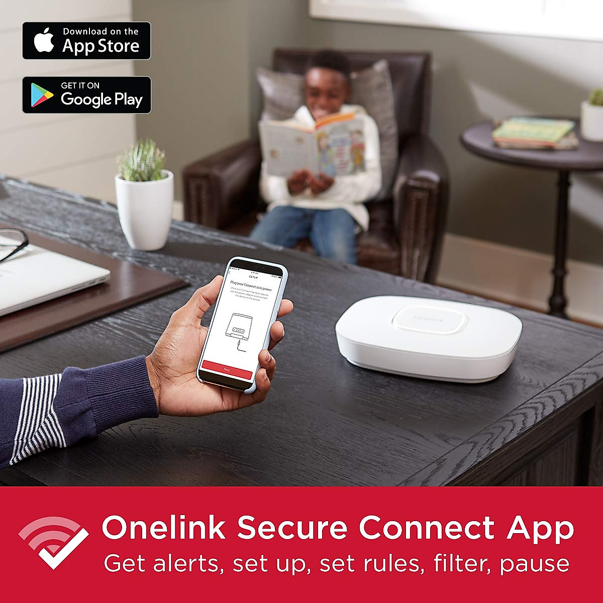 Onelink Secure Connect | Tri-Band Mesh Wifi Router System | 2-Pack Whole Home Wifi, Coverage Up to 5,000 Square Feet