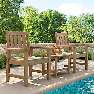 Stoog Patio Chair, All-Weather Outdoor Chairs with 400 lbs Weight Capacity, Looks Like Real Wood, for Patio, Deck, Pool and Backyard, Teak