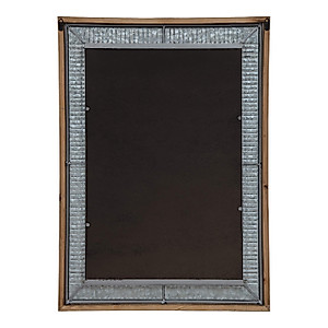 Kate and Laurel Deely Farmhouse Wall Mirror, 20 x 30, Rustic Brown and Silver, Rustic Wall Decor with Galvanized Metal Frame