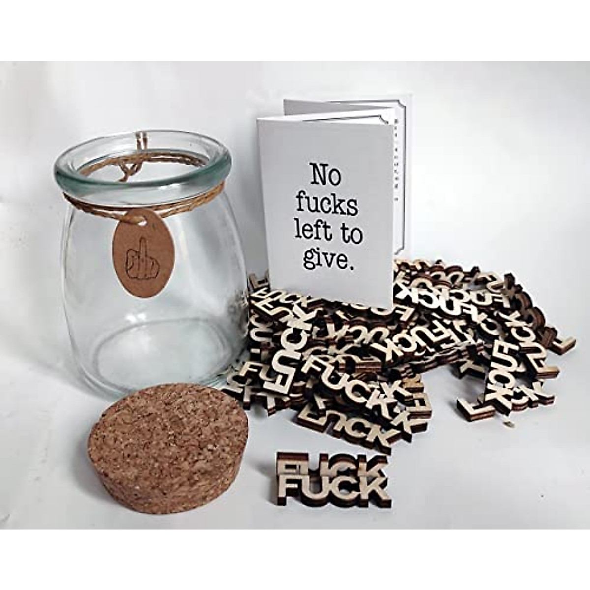 Jar of Fuck Gift Jar,Gag Gift Birthday Gift Funny Gift,Gift for Friend，Anniversaries Gift ，Fool Friends and Make Family Laugh Out Loud "Fuck to Give"(7oz)