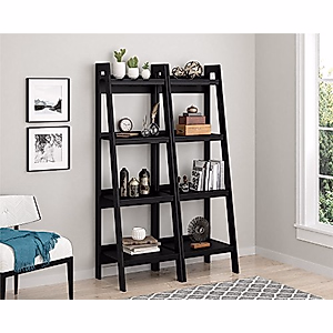Ameriwood Home Lawrence 4 Shelf Ladder Bookcase Bundle, Black