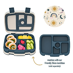 Bentgo® Kids Prints Tray with Transparent Cover - Reusable, BPA-Free, 5-Compartment Meal Prep Container with Built-In Portion Control for Healthy Meals At Home & On the Go (Friendly Skies)